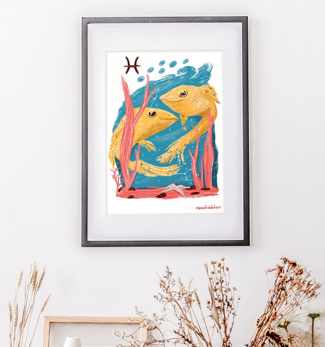 Pisces Zodiac Art Print: Illustrated Horoscope Poster - Etsy