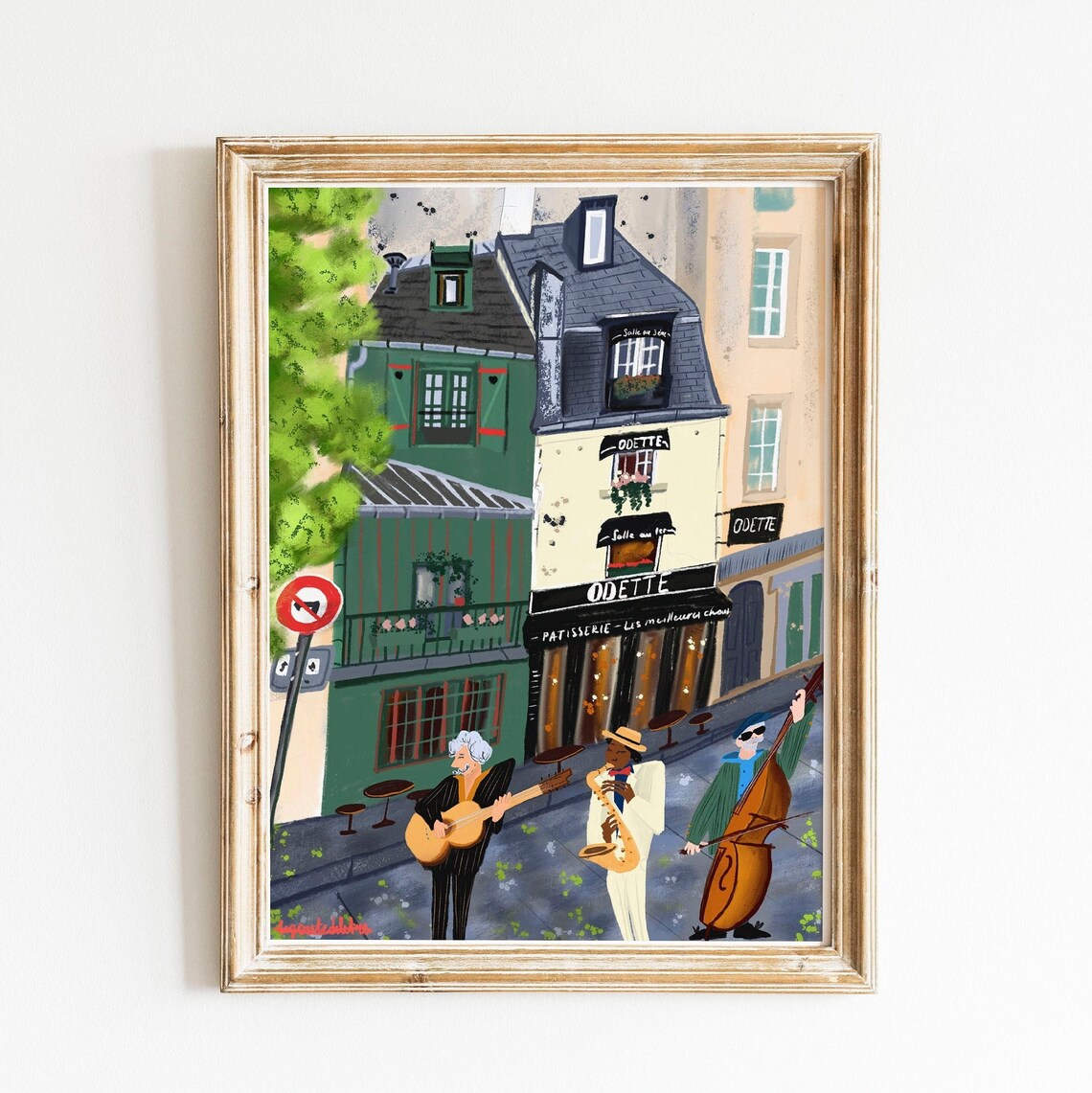 Street Musicians Paris Poster Cafe Odette Paris Print - Etsy