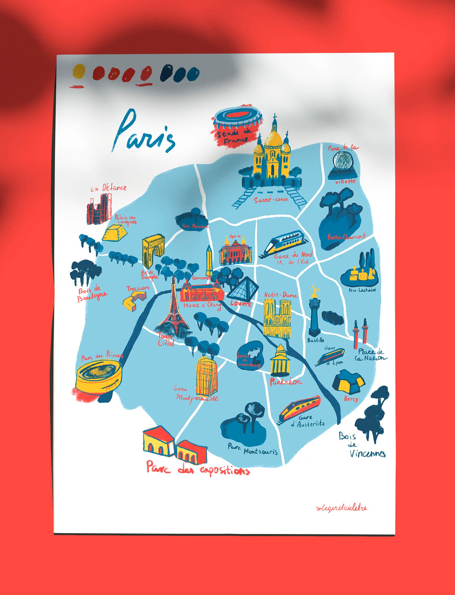 Paris Illustrated Map Paris Print Map Illustration Paris | Etsy