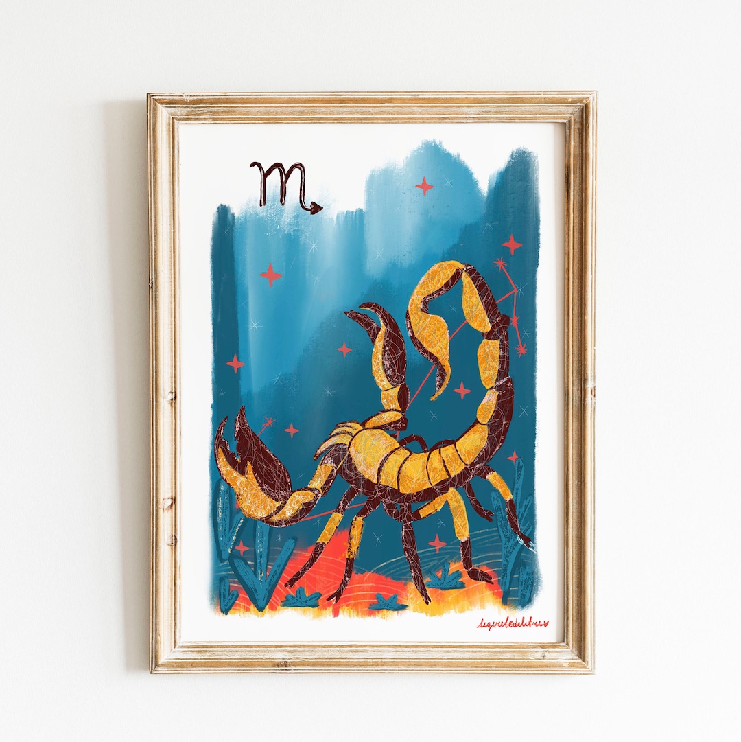 Scorpio Zodiac Sign Art Print |scorpio Birthday Gift |scorpio Horoscope ...