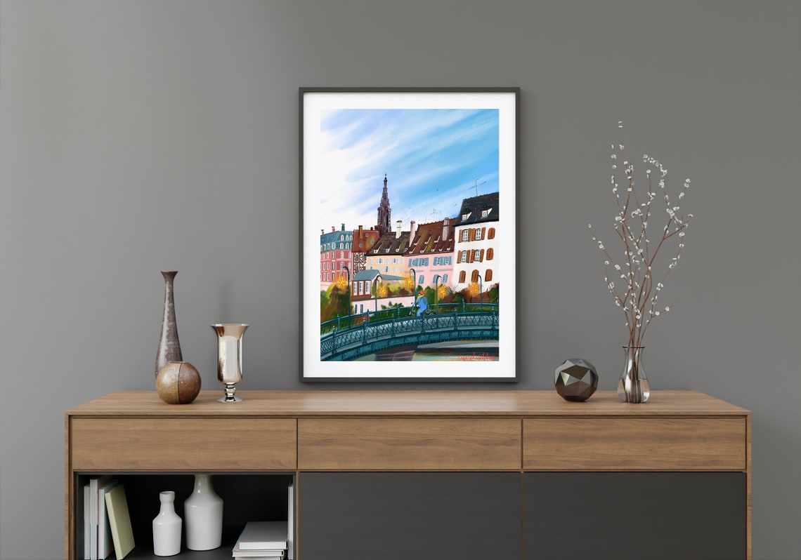 Strasbourg panorama posterAlsace Souvenir artOld Strasbourg | Etsy