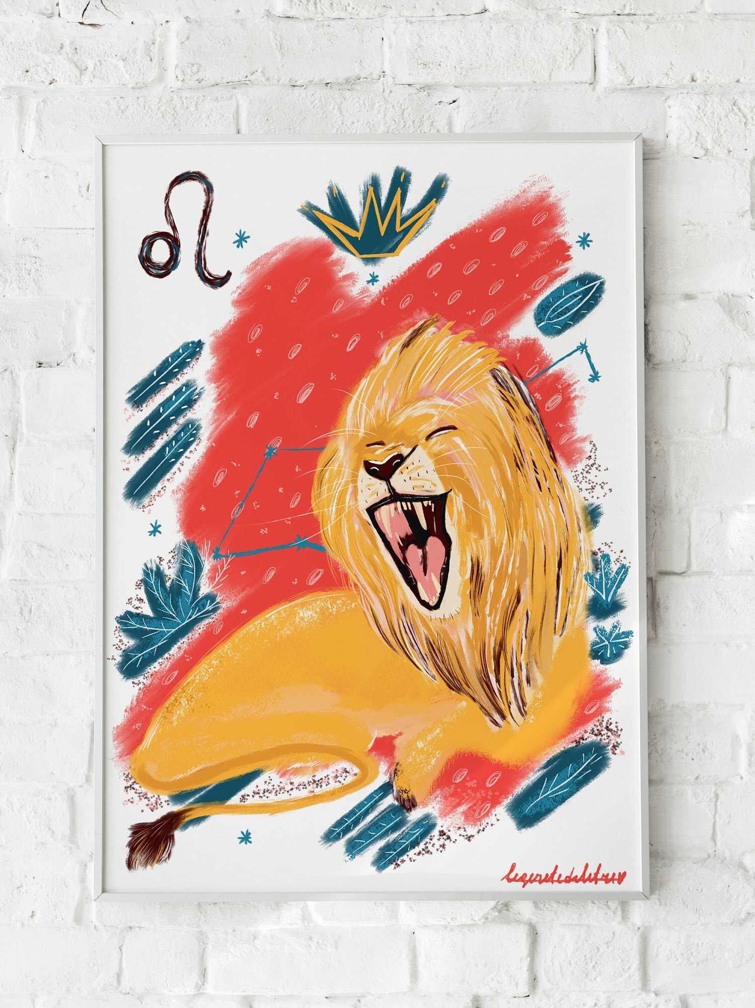 Leo Zodiac Sign Art Print Leo Birthday gift Leo horoscope | Etsy