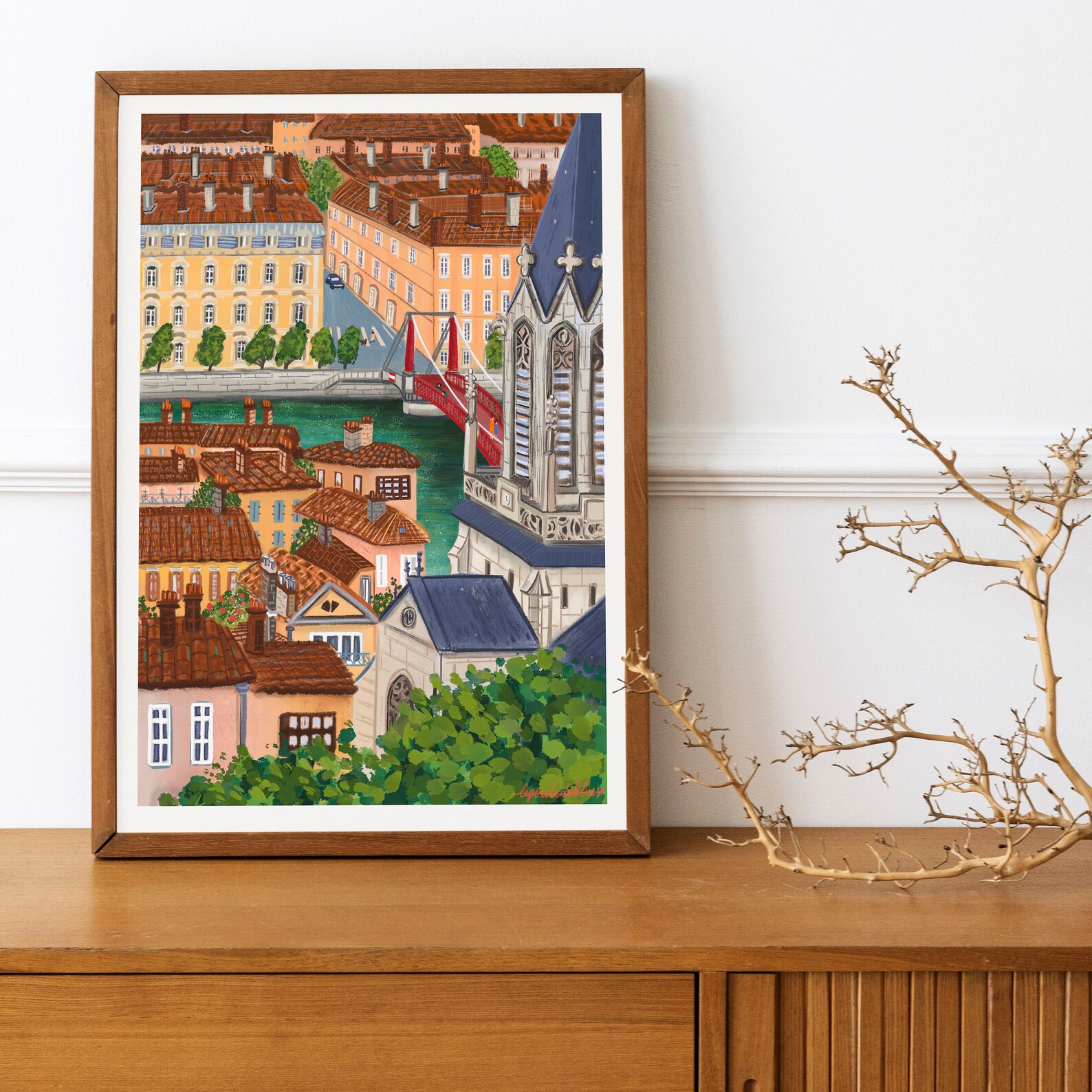 Lyon City Art Poster lyon France Wall Art Lyon City View - Etsy