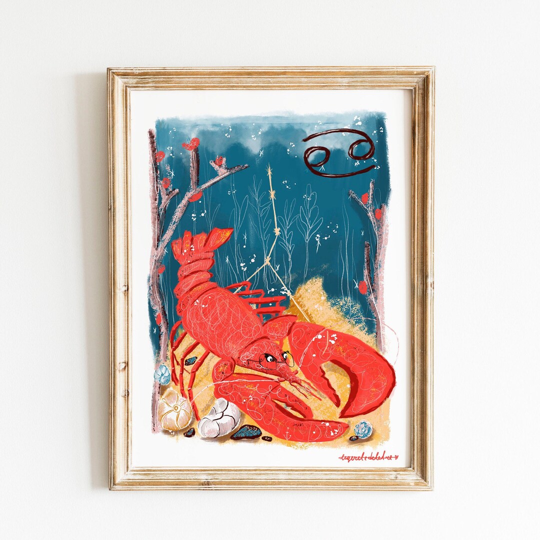 Cancer Zodiac Sign Art Print |cancer Birthday Gift |cancer Horoscope ...