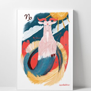 Capricorn Zodiac Sign Art Print: Illustrated Horoscope Poster - Etsy