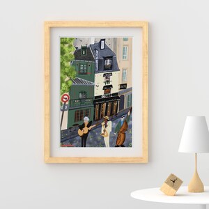 Street Musicians Paris Poster | Cafe Odette Paris Print| Street Music ...