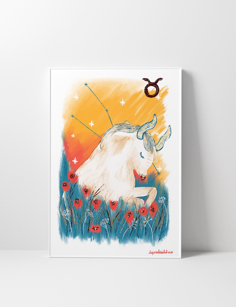 Taurus Zodiac Sign Art Print Taurus Birthday gift Taurus | Etsy