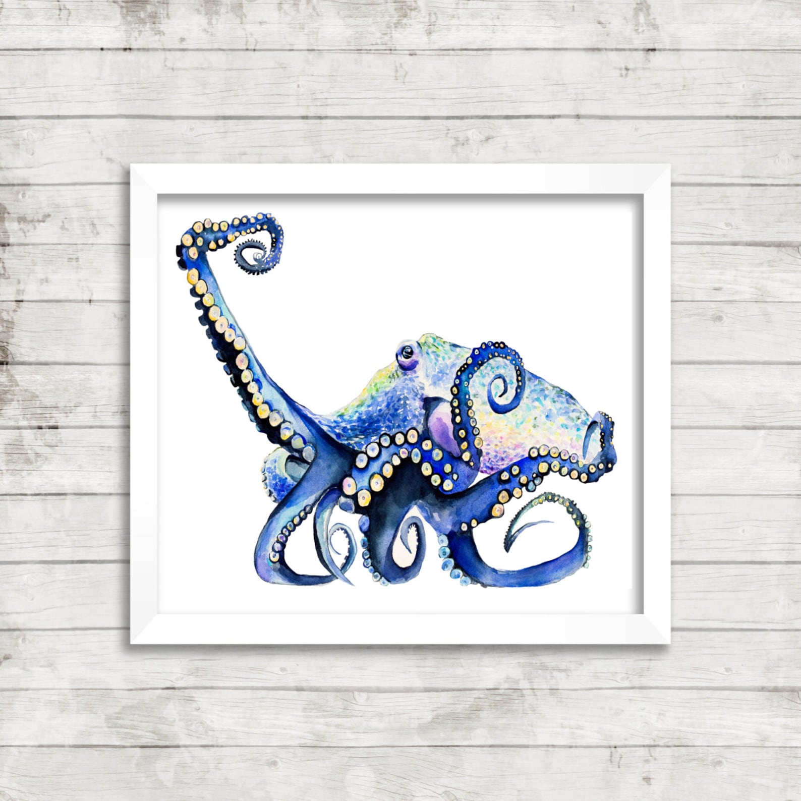 Octopus Watercolor Print. Octopus Art Print. Nautical Art. Coastal Art ...