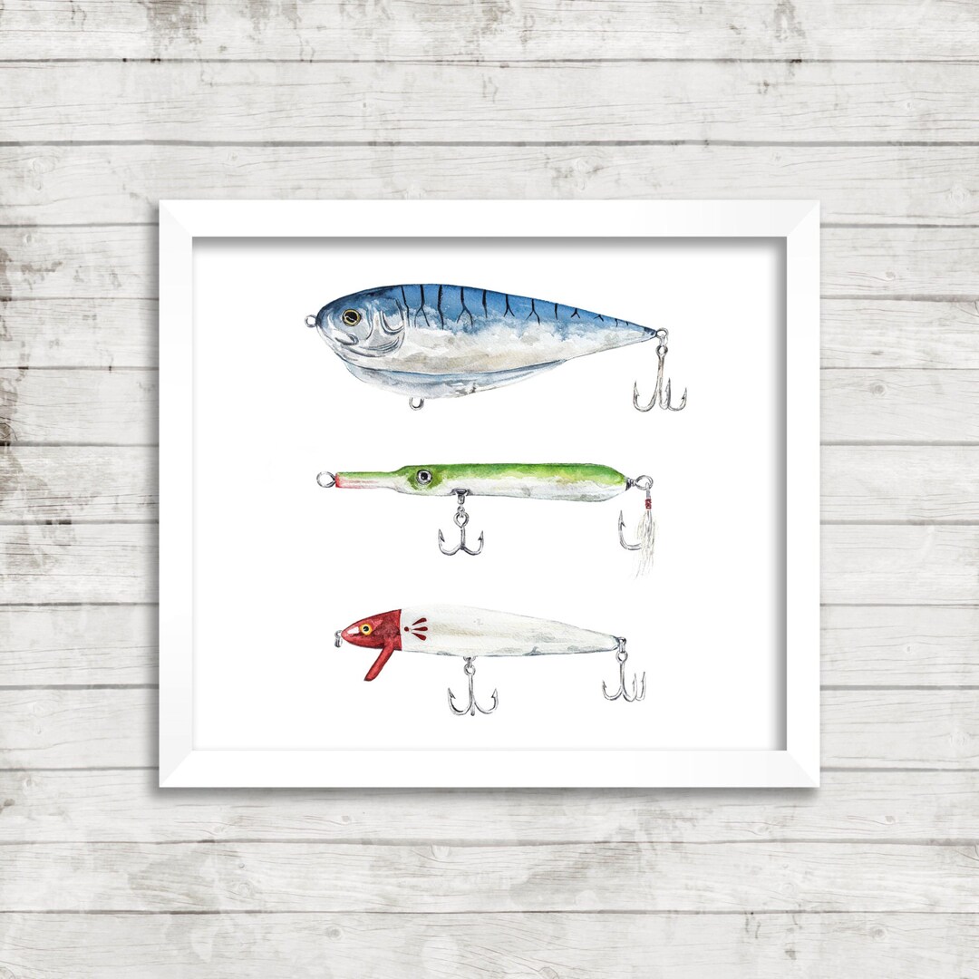 Saltwater Lure Watercolor Print. Fishing Watercolor. Fisherman Art ...