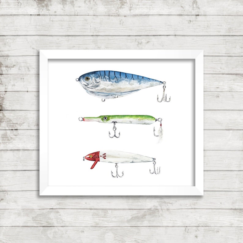 Saltwater Lure Watercolor Print. Fishing Watercolor. Fisherman Art ...