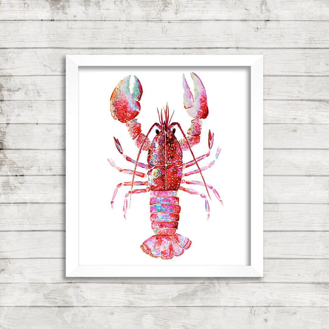 Lobster Watercolor Print, Red Lobster, Lobster Illustration, Nautical ...