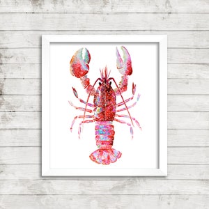 Lobster Watercolor Print, Red Lobster, Lobster Illustration, Nautical ...