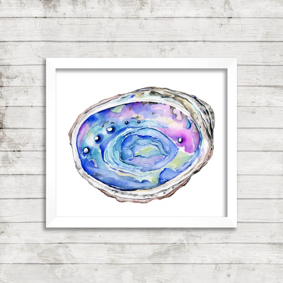 Abalone Watercolor Print. Shell Art. Watercolor Art Print. | Etsy