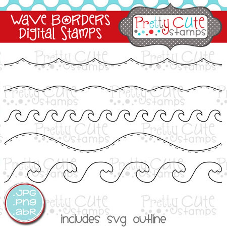 Wave Borders DIGITAL Stamp Set - Etsy