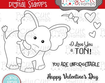 Baby Eli the Elephant Digital Stamp for Card Making, Paper Crafts ...