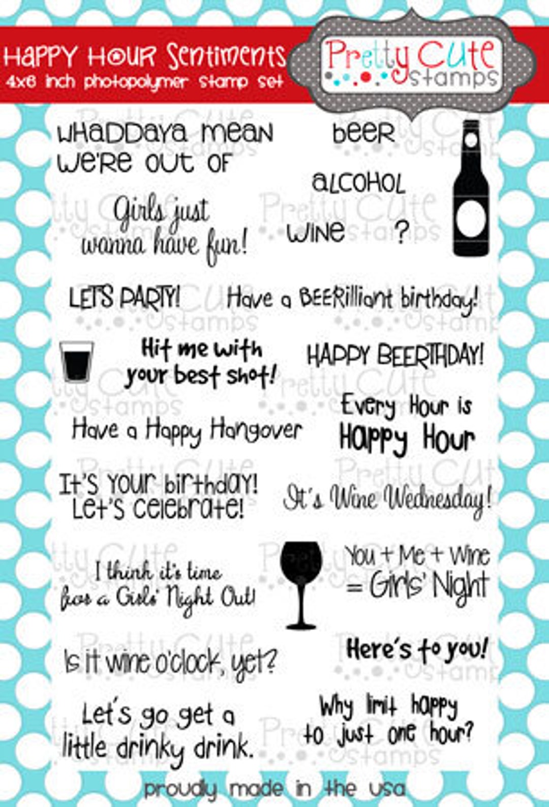 Happy Hour Sentiments 4x6" Clear Photopolymer Stamp Set - Etsy Canada