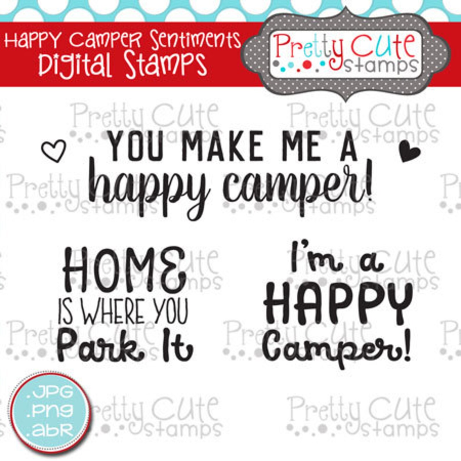 Happy Camper Sentiments DIGITAL Stamp Set - Etsy