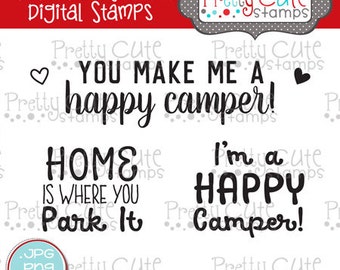 Happy Camper DIGITAL Stamp Set - Etsy