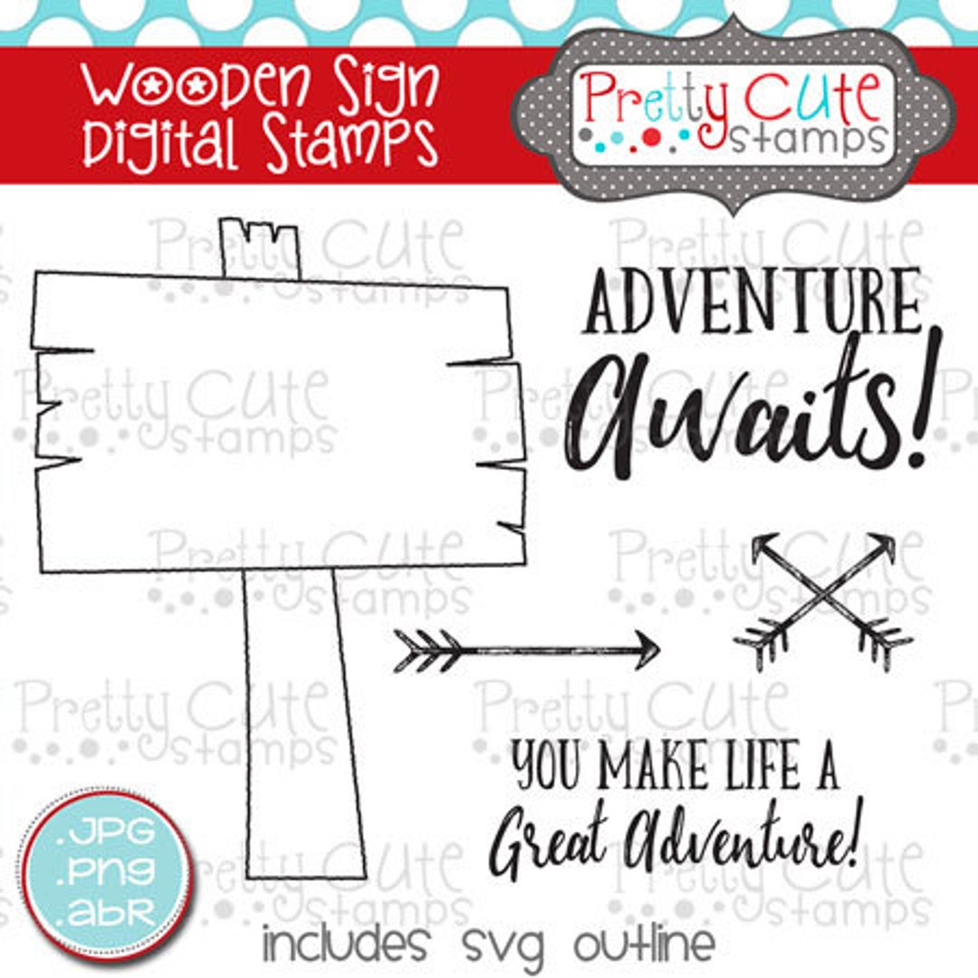 Wooden Sign DIGITAL Stamp Set - Etsy