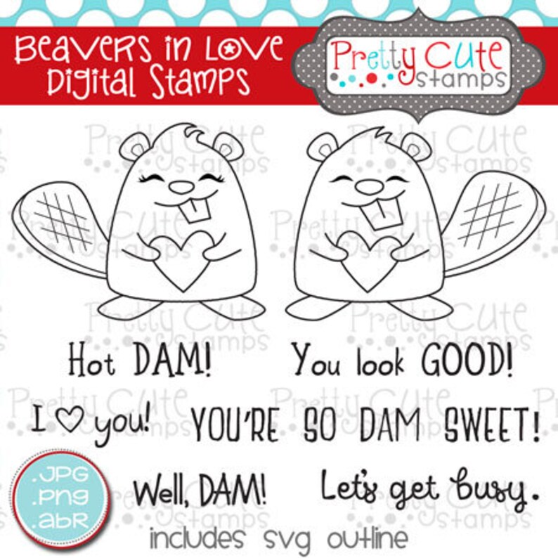 Beavers in Love DIGITAL Stamp Set - Etsy