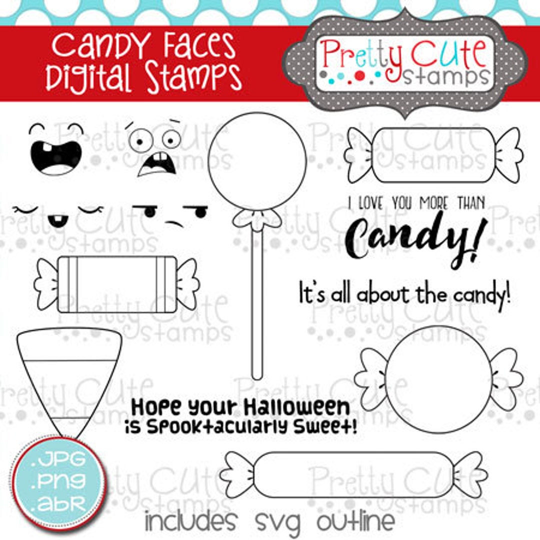 Candy Faces DIGITAL Stamp Set - Etsy
