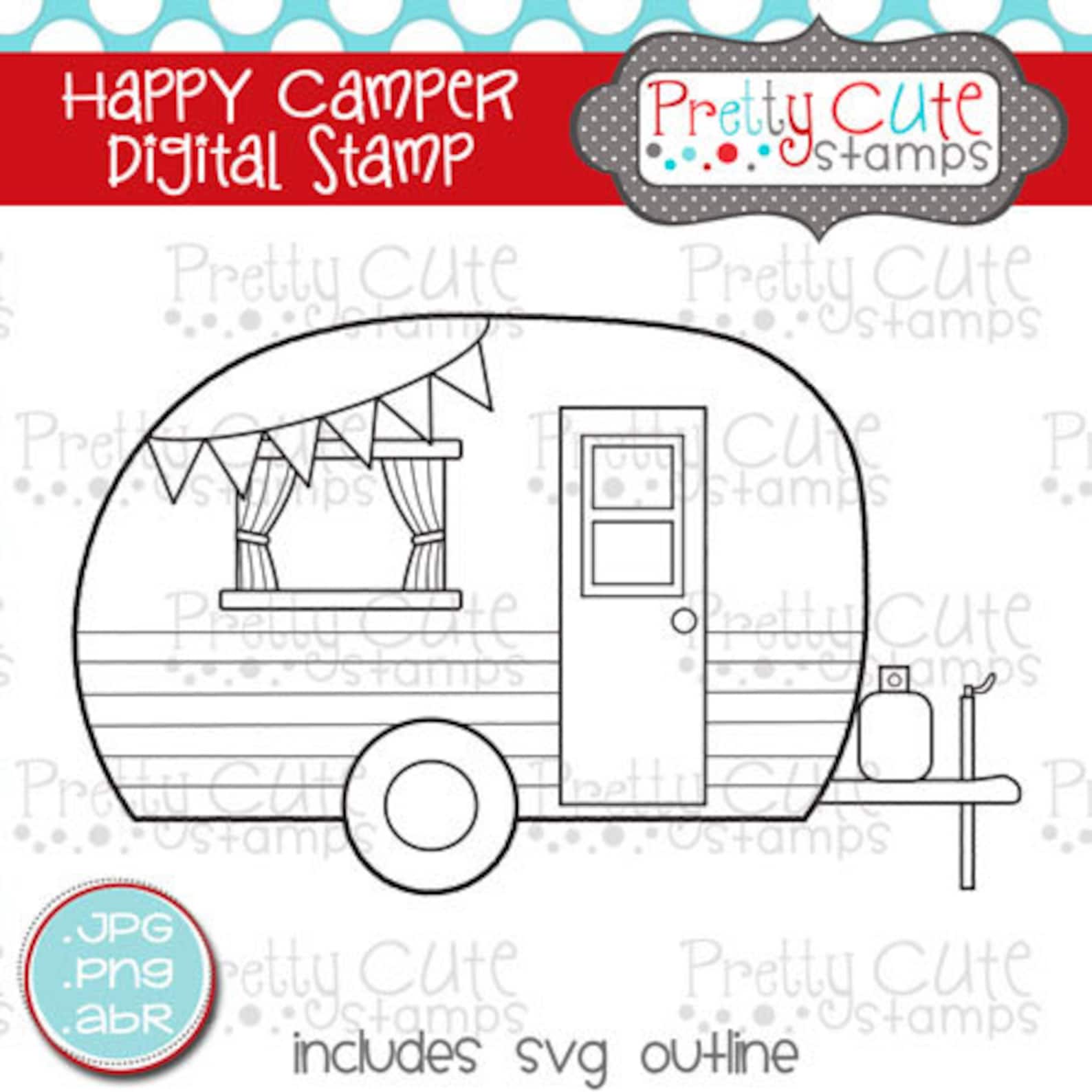 Happy Camper DIGITAL Stamp Set - Etsy