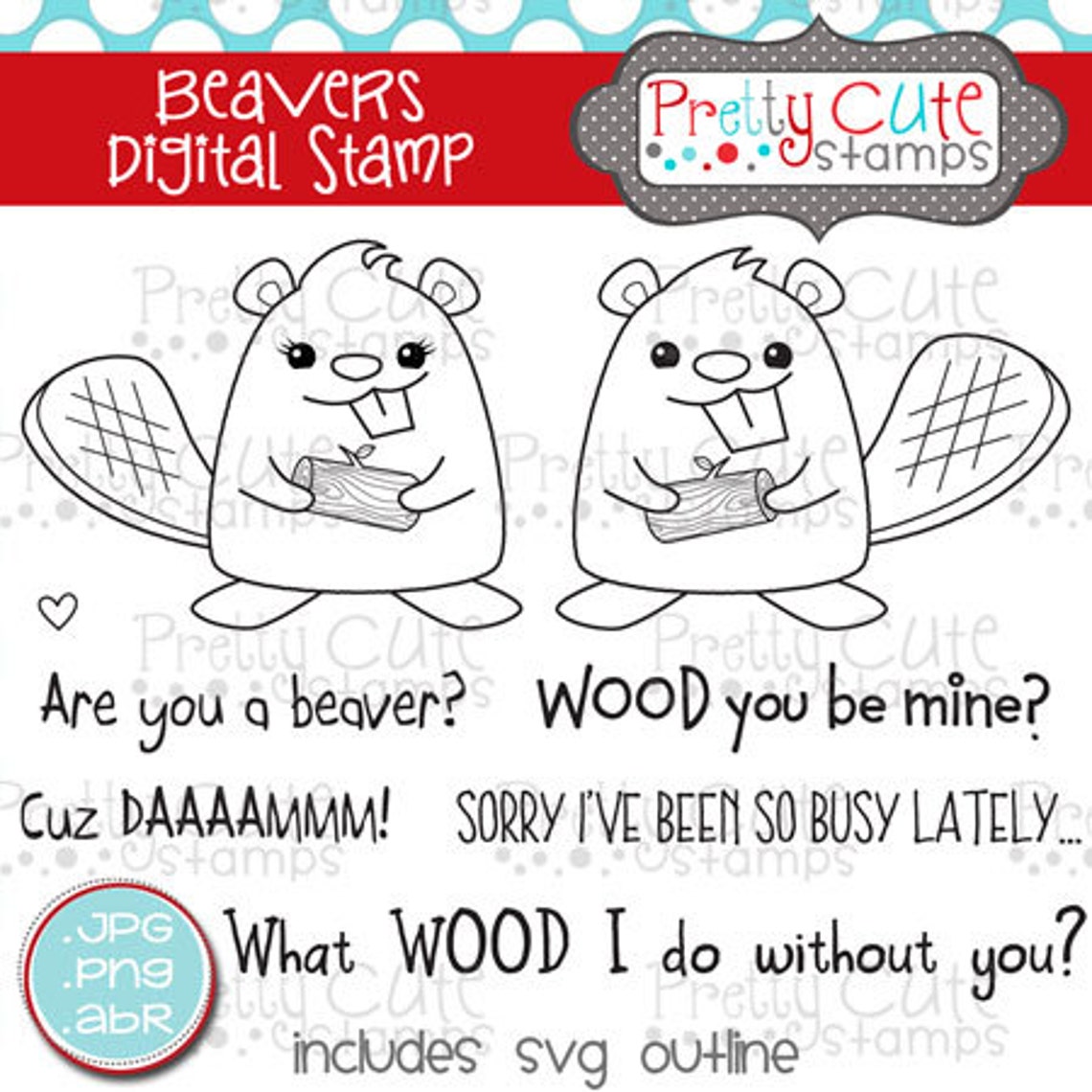 Beavers DIGITAL Stamp Set - Etsy