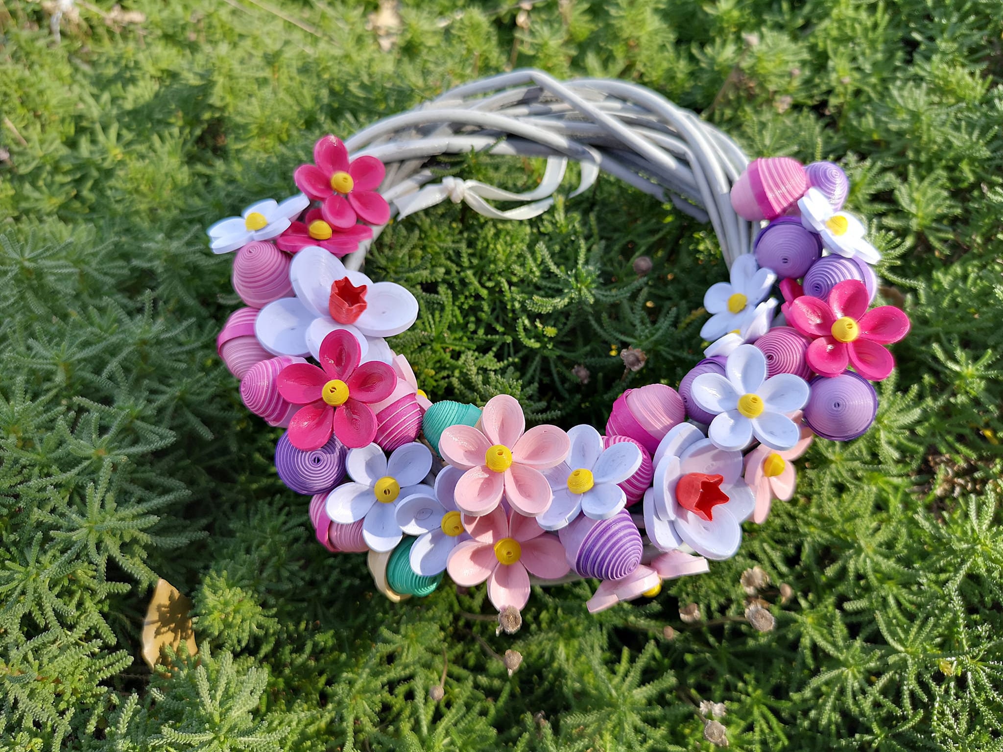 Quilling Paper Easter Wreath, Blooming Floral Wreath, Spring Flowers ...