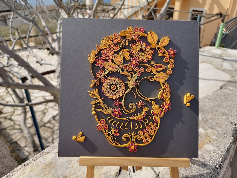 Boho Gotihic Sugar Skull Floral Sugar Skull Paper Quilled - Etsy