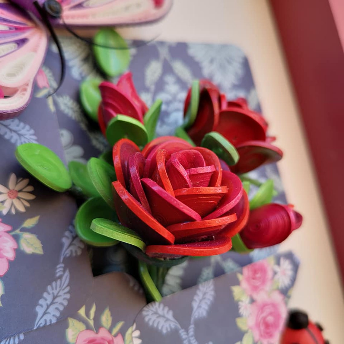 Quilling Paper 3d Floral Art, Blooming Flower Wall Decor, Flourish ...