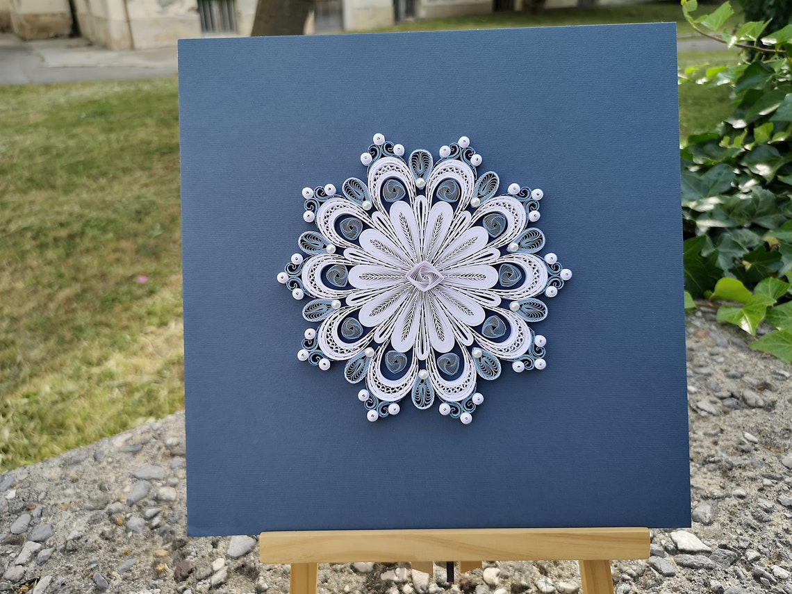 Mandala Paper Wall Symbol, Quilling Mandala With Beads, Geometric ...
