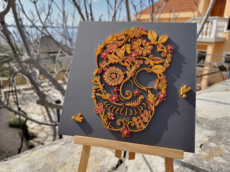 Boho Gotihic Sugar Skull Floral Sugar Skull Paper Quilled - Etsy