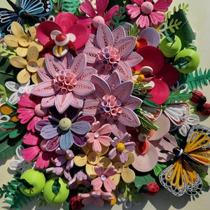Paper Quilled 3d Floral Art, Flourish Framed Arrangement, Blooming ...