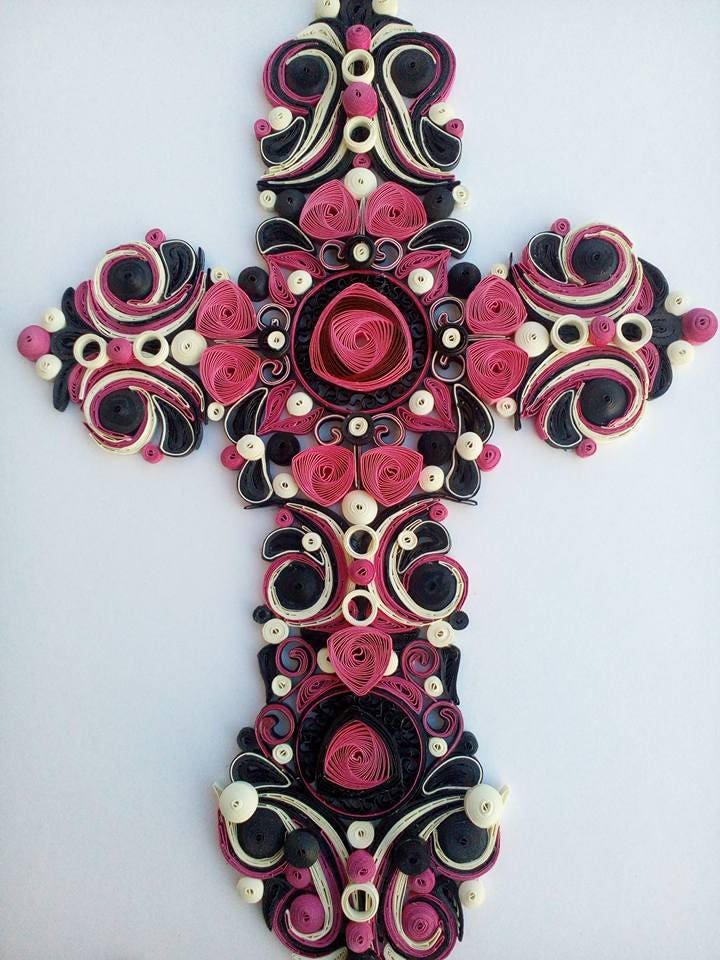 Cross Paper Quilled Wall Art, Home Cross Decor, Wall Hanging Cross ...