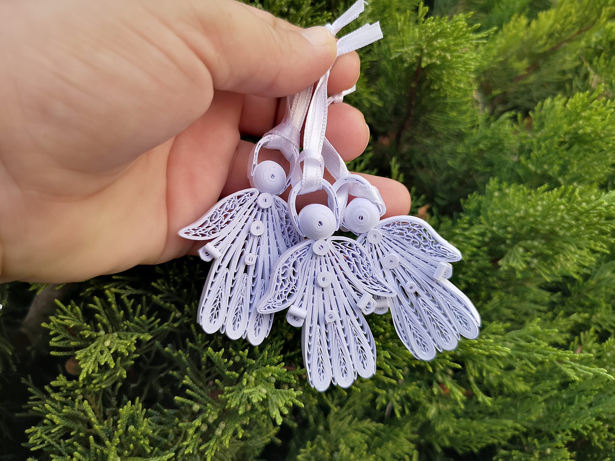 Small Angels Paper Christmas Set, Quilled Home Ornament, Housewarming ...