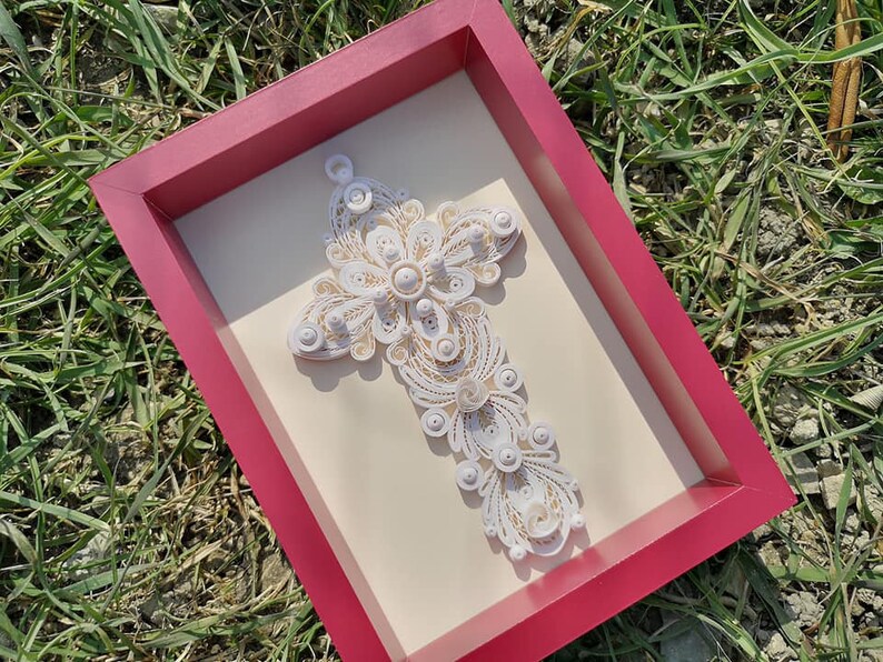 Quilling Paper Cross Wall Art, Handmade Christian Home Decoration ...