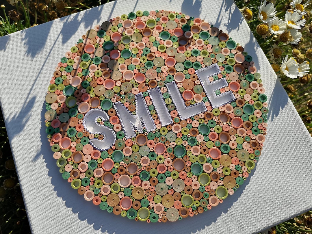 Smile smile Paper Letter on Canvas Edge Quilled - Etsy