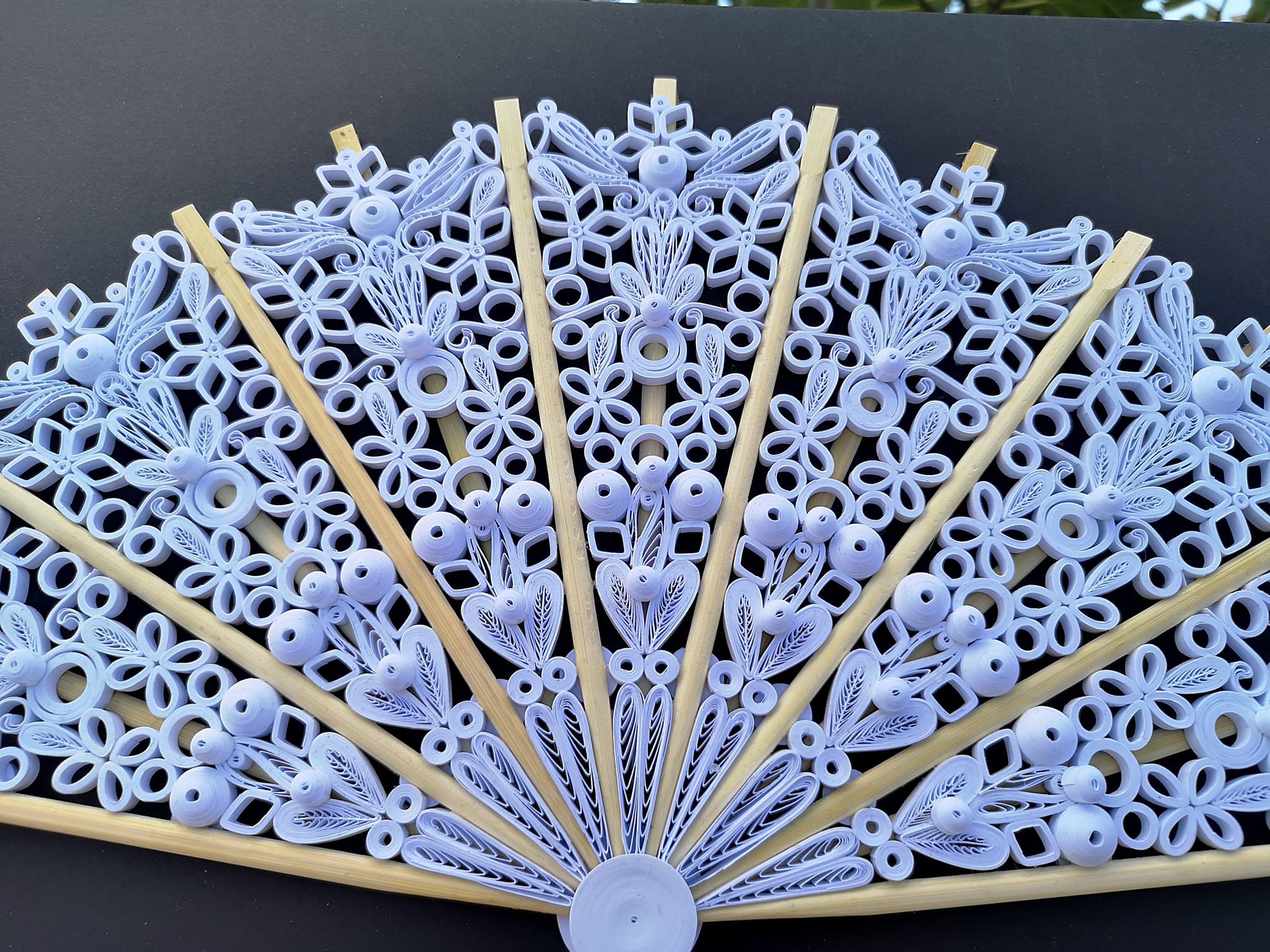 Quilled Paper Fan Wall Decor, White Mandala Boho 3D Quilling Art ...