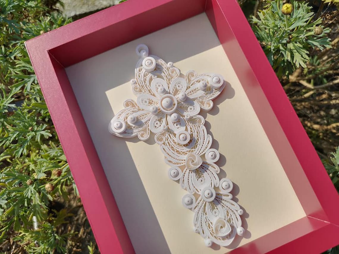 Quilling Paper Cross Wall Art, Handmade Christian Home Decoration ...