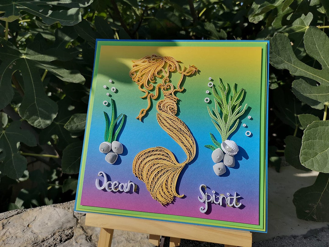Gold Mermaid Framed Paper Art , Quilling Wall Art Coastal, Home Wall ...