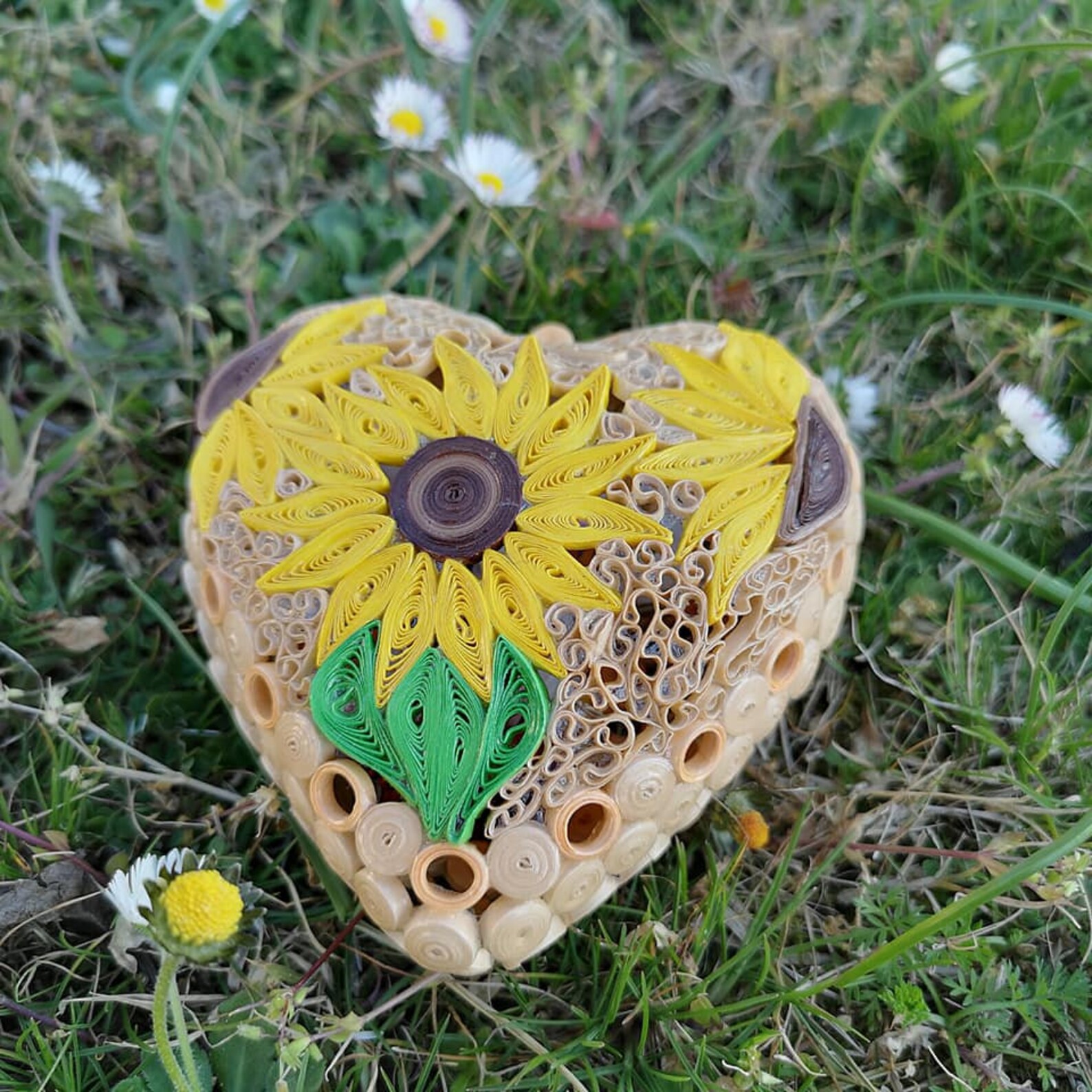 Paper Quilled Jewelry Box, Jewelry Sunflower Heart Box, Engagement Gift ...