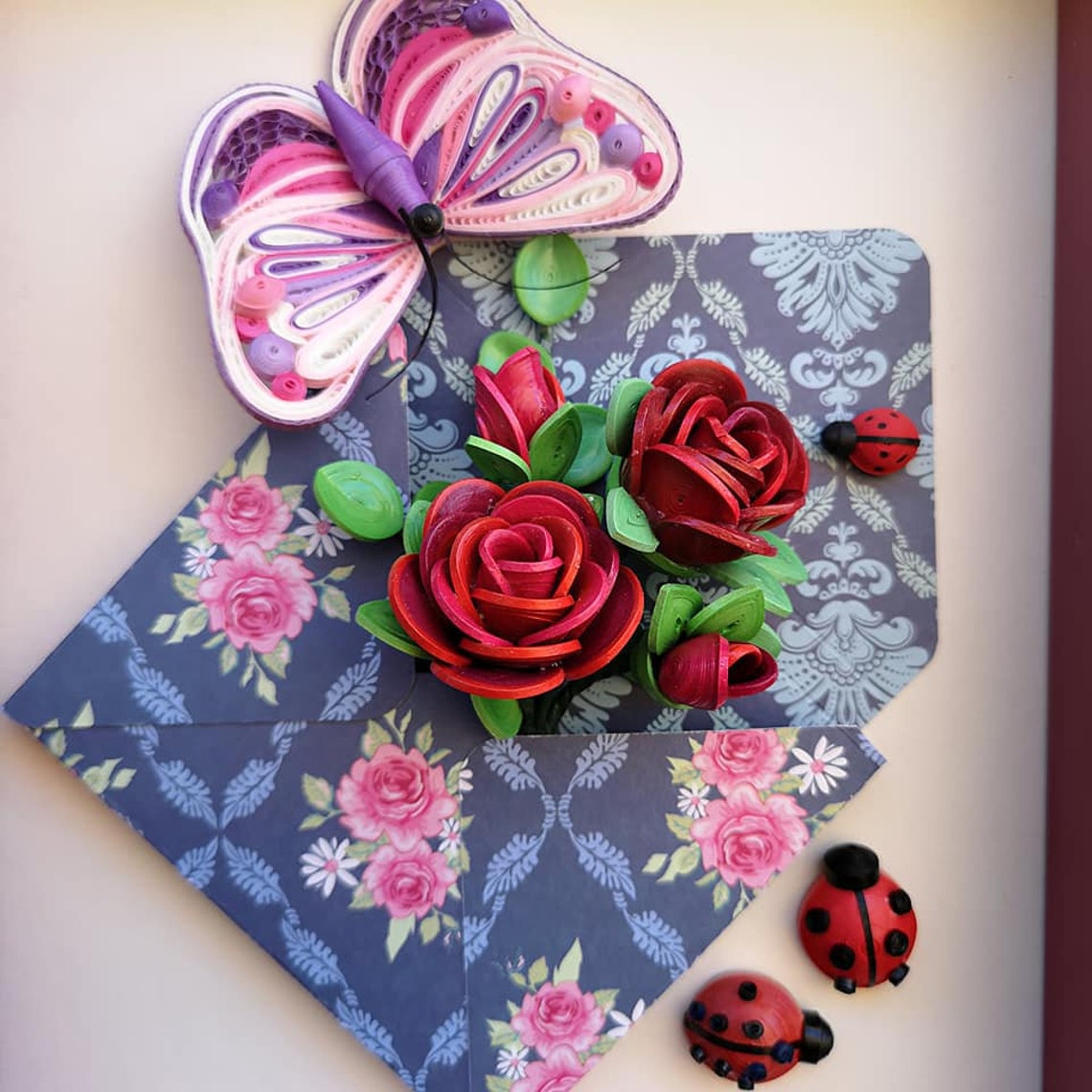 Quilling Paper 3d Floral Art, Blooming Flower Wall Decor, Flourish ...