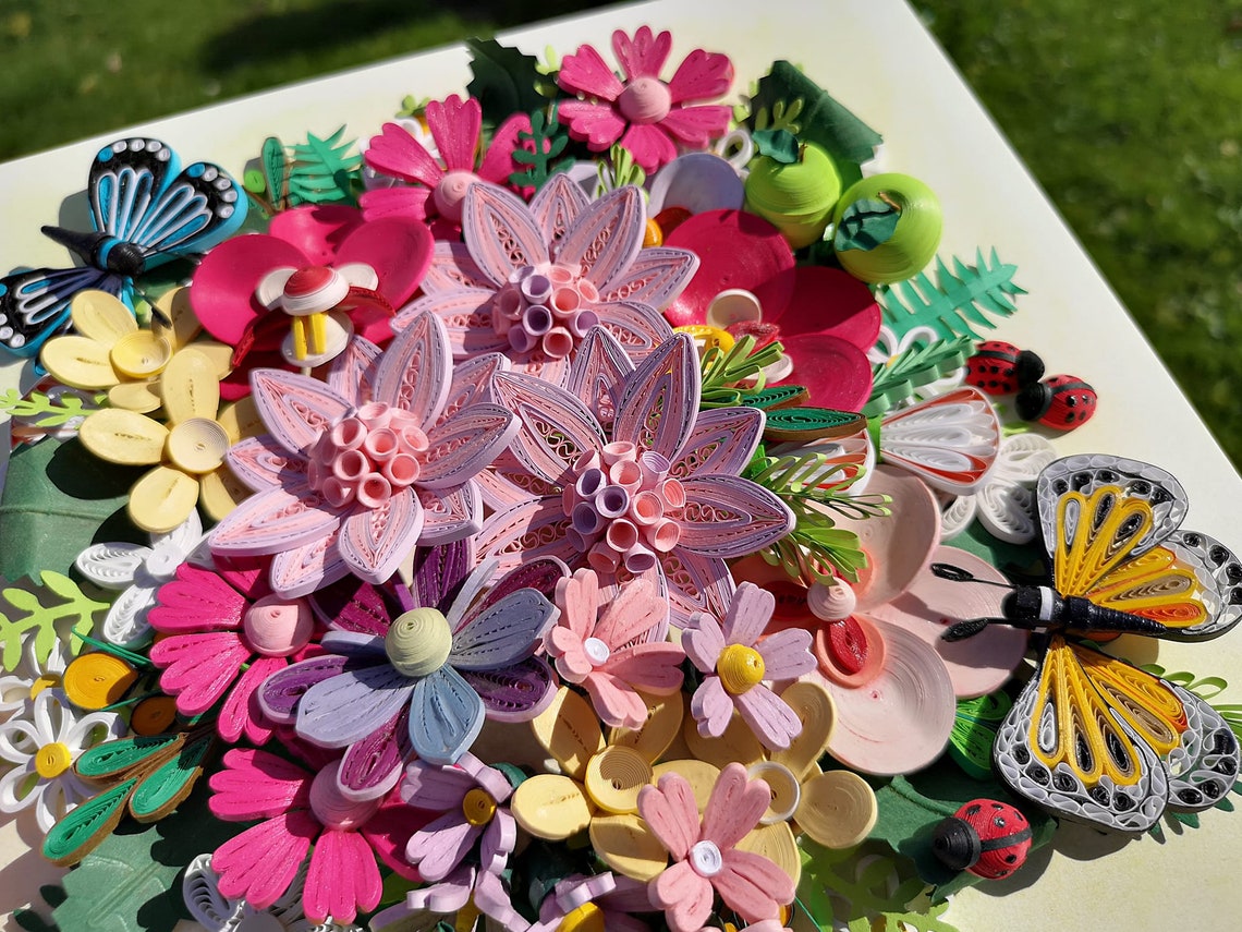 Paper Quilled 3d Floral Art, Flourish Framed Arrangement, Blooming ...