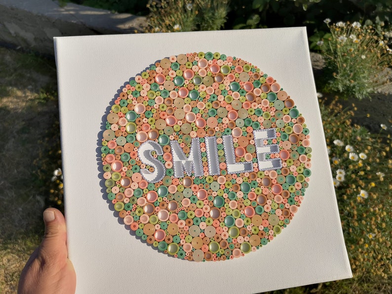 Smile smile Paper Letter on Canvas Edge Quilled - Etsy