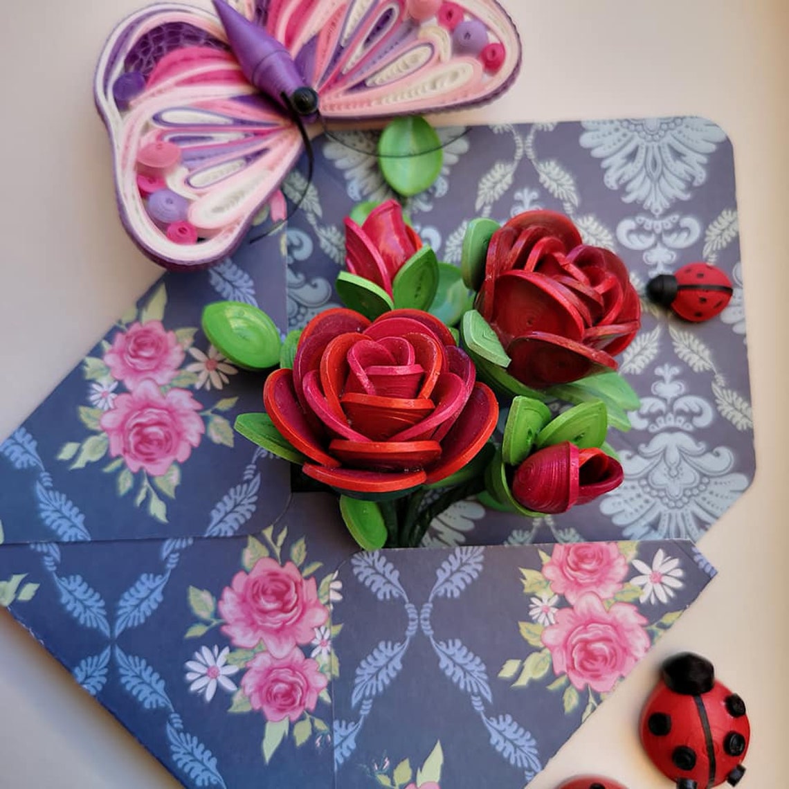 Quilling Paper 3d Floral Art, Blooming Flower Wall Decor, Flourish ...