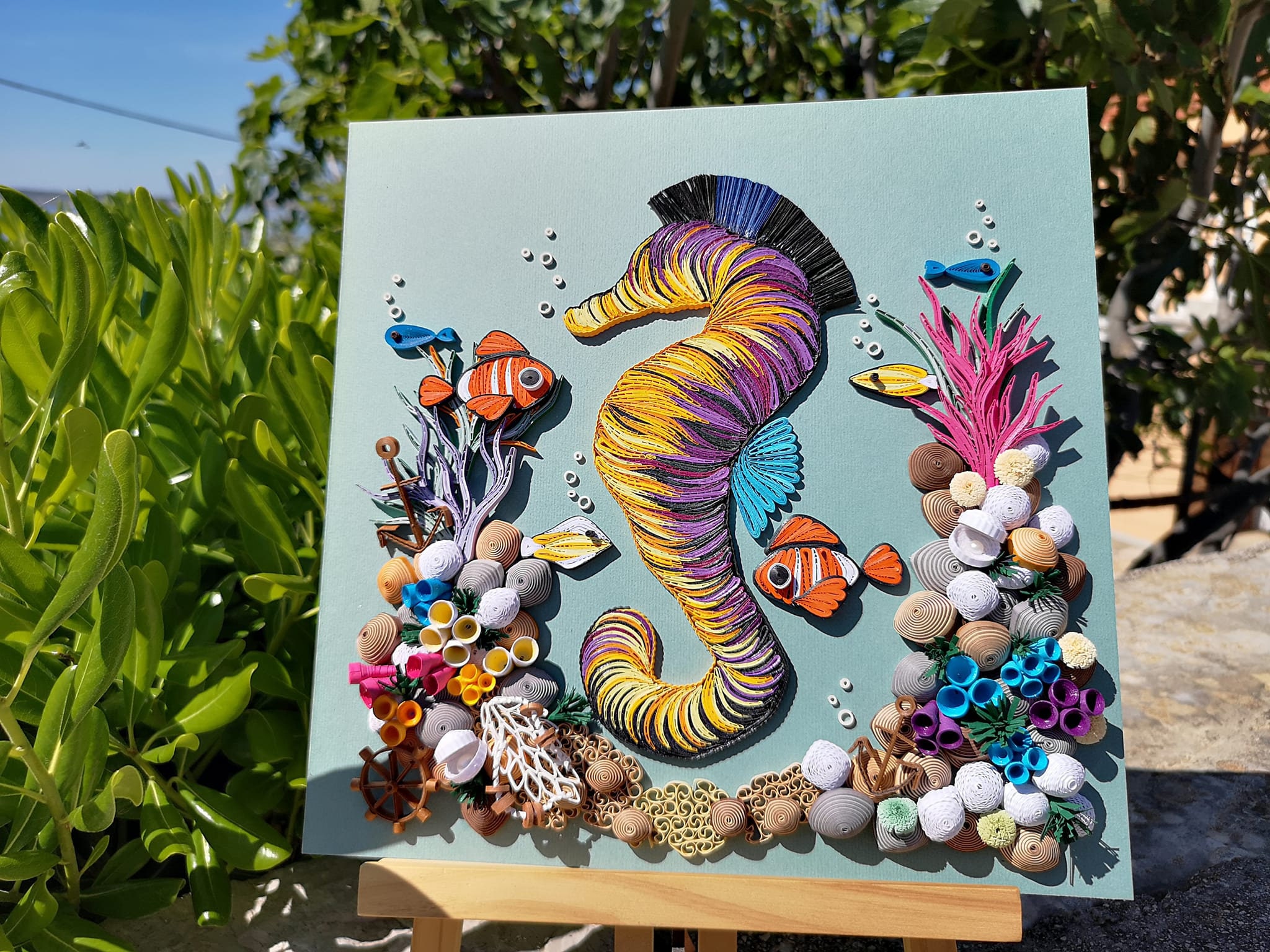 Underwater Sea Life Quilling Art, Paper Tropical Seahorse Wall Theme ...