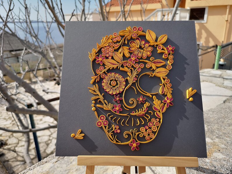 Boho Gotihic Sugar Skull Floral Sugar Skull Paper Quilled - Etsy
