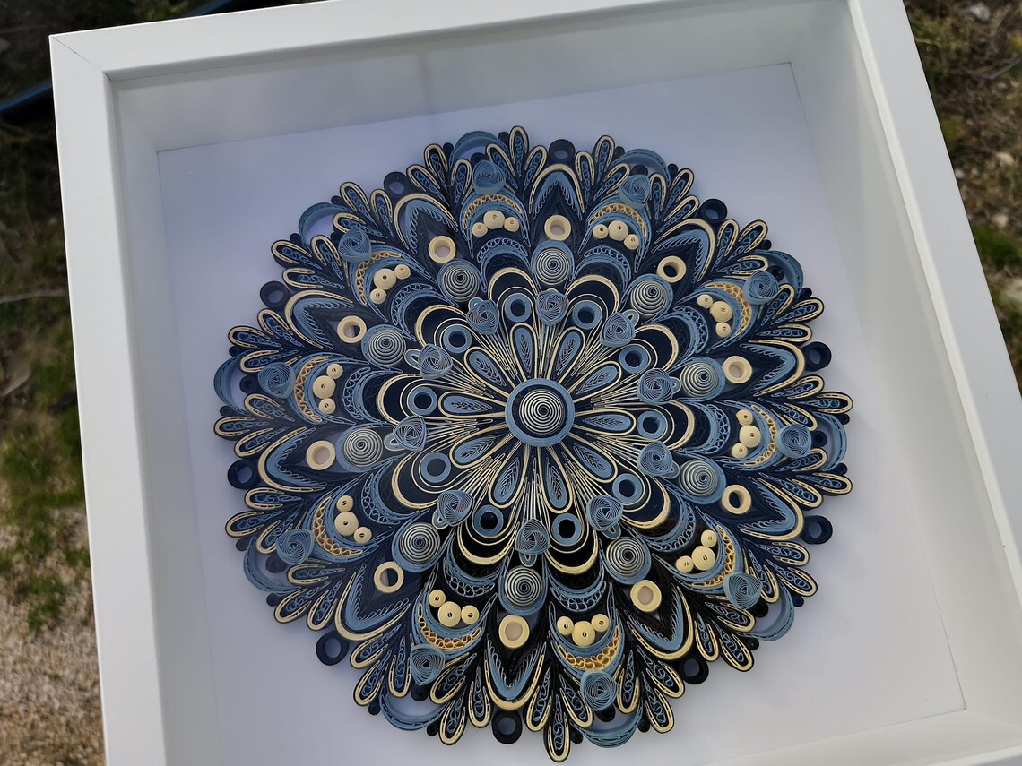 Black Blue Paper Mandala Mandala Quilled Wall Decor Unique - Etsy