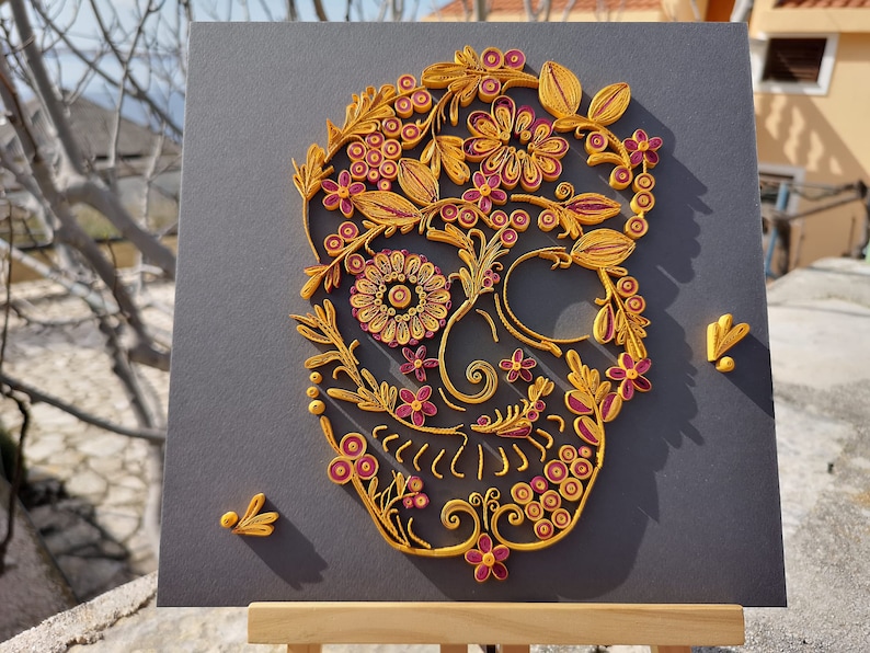 Boho Gotihic Sugar Skull Floral Sugar Skull Paper Quilled - Etsy