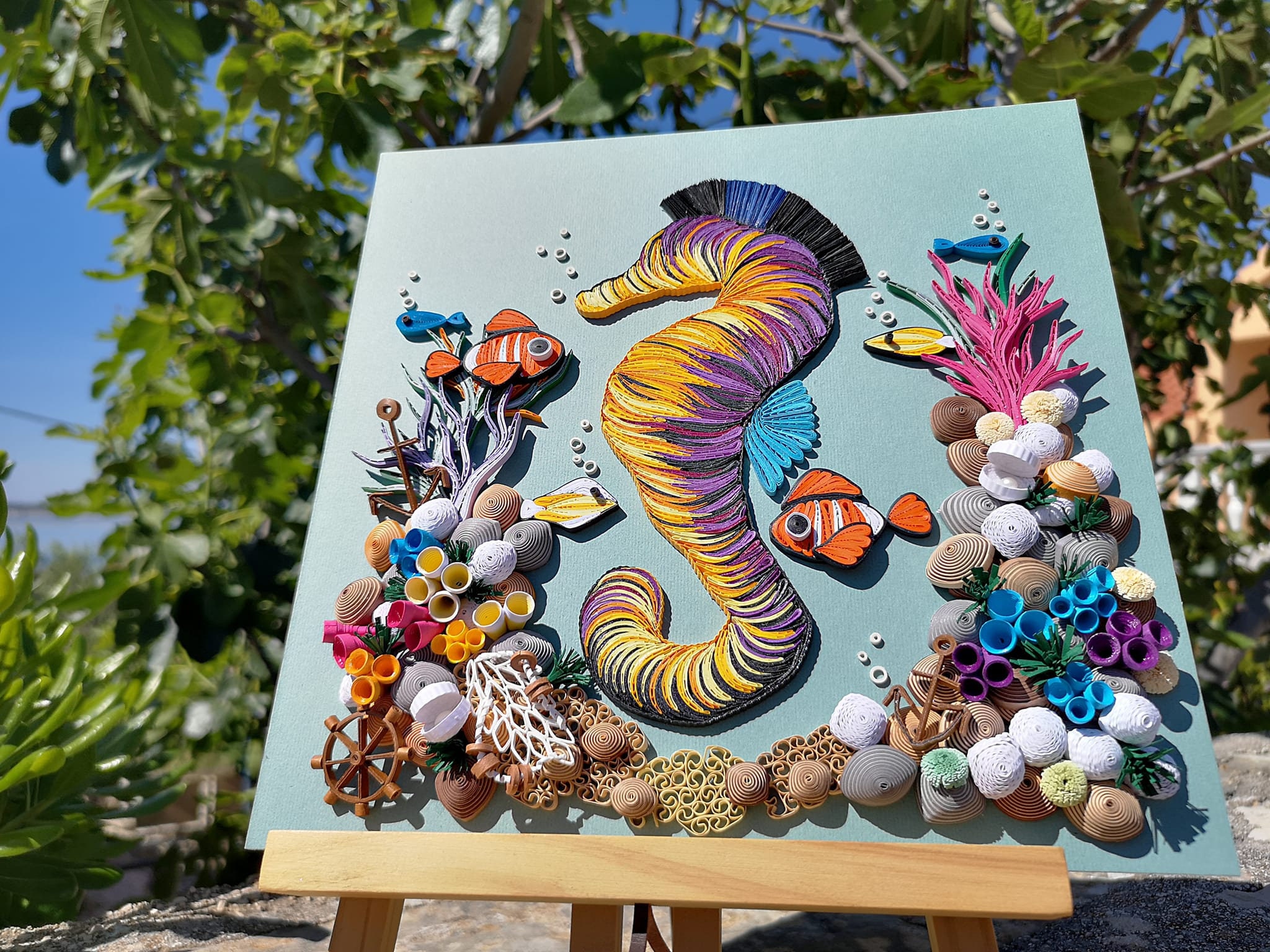 Underwater Sea Life Quilling Art, Paper Tropical Seahorse Wall Theme ...